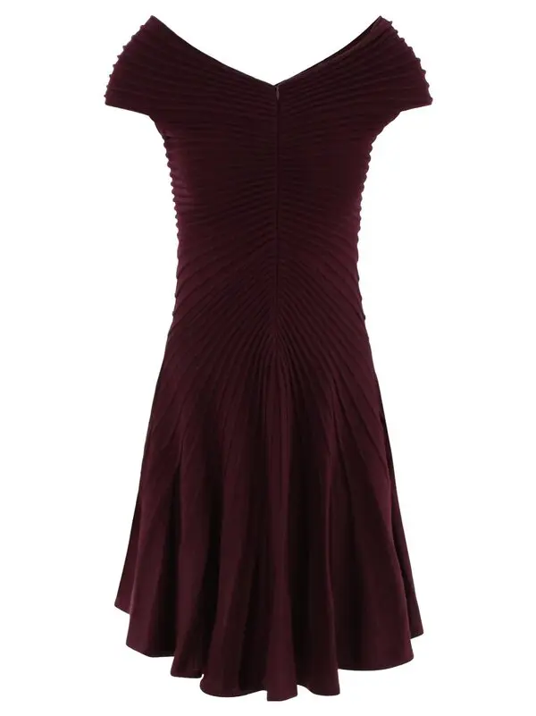 Alaïa V-neck Knitted Dress With Front Zipper - Wine Red