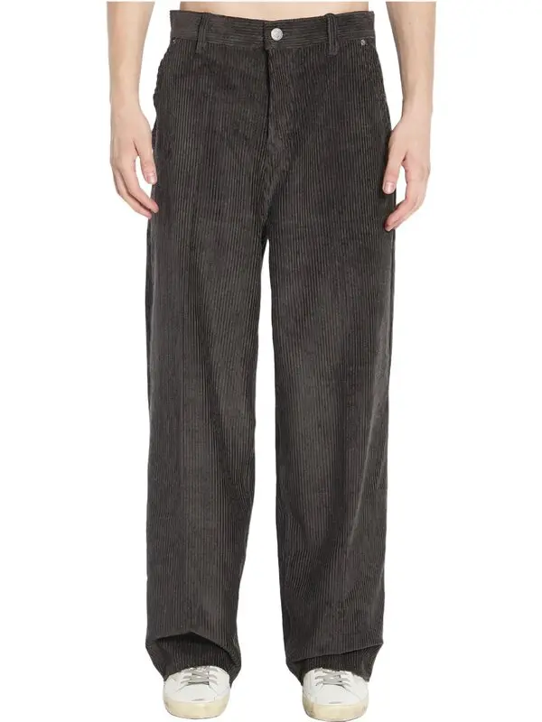 Ami Corduroy Wide-leg Pants - Charcoal-grey