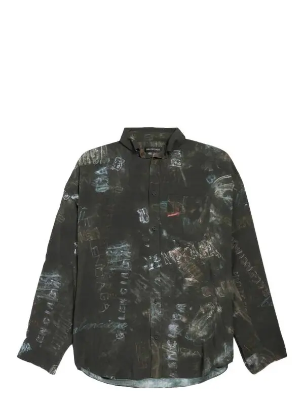 Balenciaga Collared Long-sleeve Shirt - Black