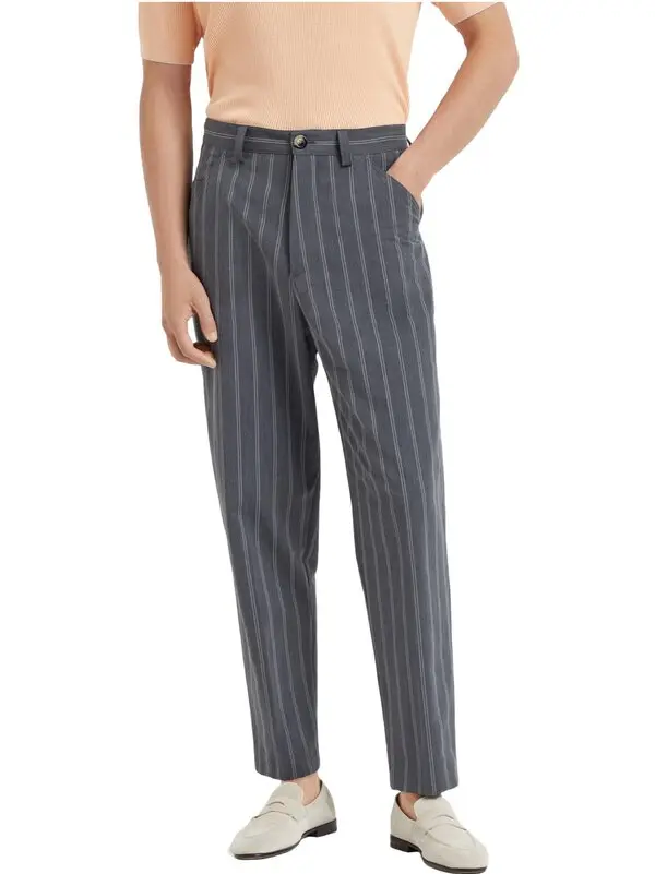 Brunello Cucinelli Tailored Striped Trousers - Medium Gray
