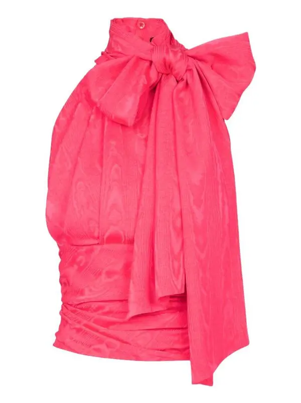 Balmain Ruched Halterneck Top With Front Tie Detail - Pink
