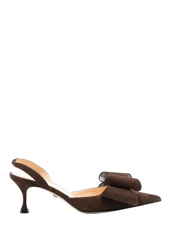 MACHMACH Mach & Mach 65mm Bow Embellished Slingback Pumps - Black