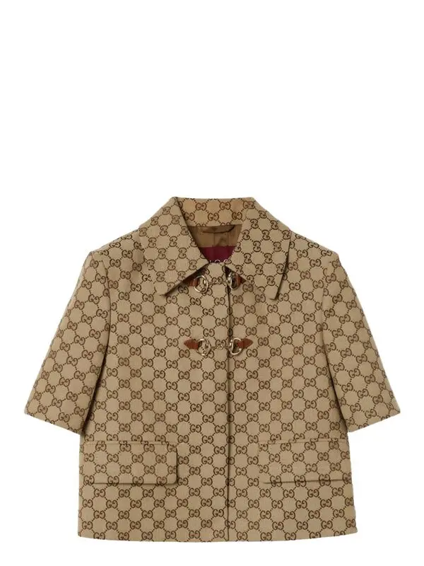 Gucci Monogrammed Short-sleeve Shirt With Leather Trim - No