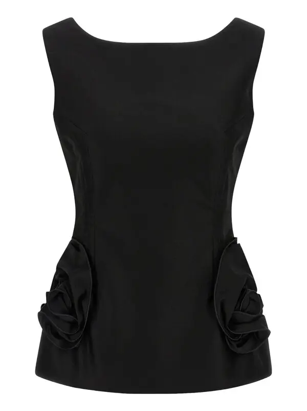 Magda Butrym Floral Embellished Hourglass Top - Black