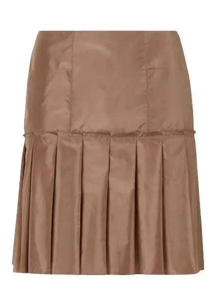 Fendi Pleated Taffeta Skirt - Coffee