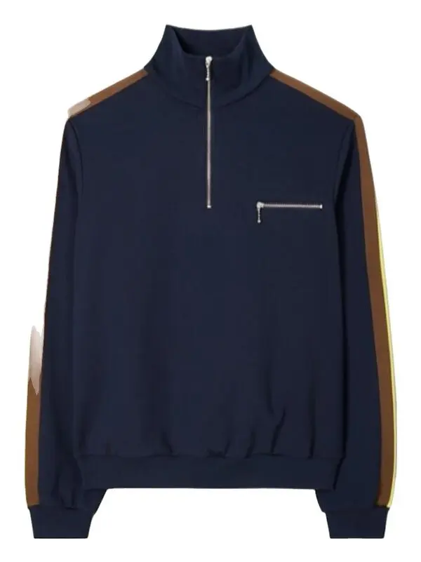 Tory Burch Half-zip Knitted Top With Chest Pocket - Black