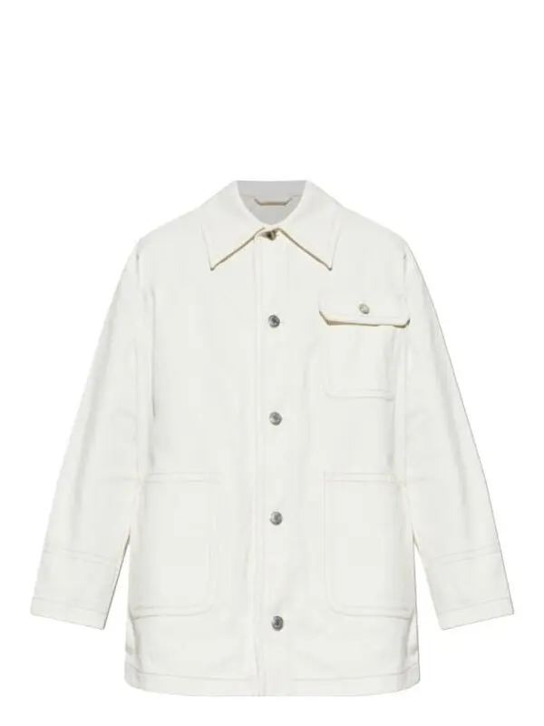 Ami Logo Patch Buttoned Jacket - White