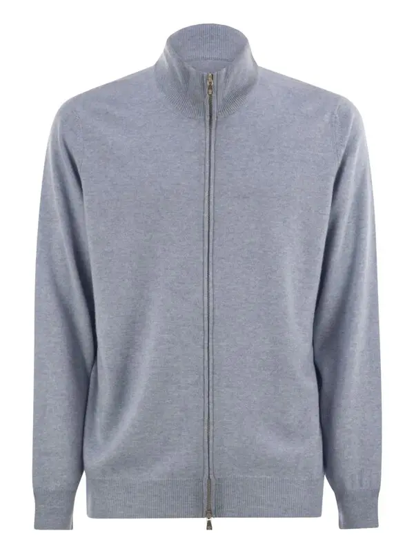 Brunello Cucinelli Zipped Cashmere Cardigan - Gray