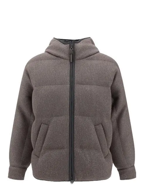 Brunello Cucinelli Padded Zip-up Jacket With Hood - Black