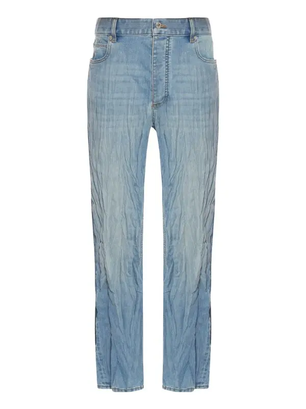 Bottega Veneta Crushed Wide Leg Jeans - Light Blue