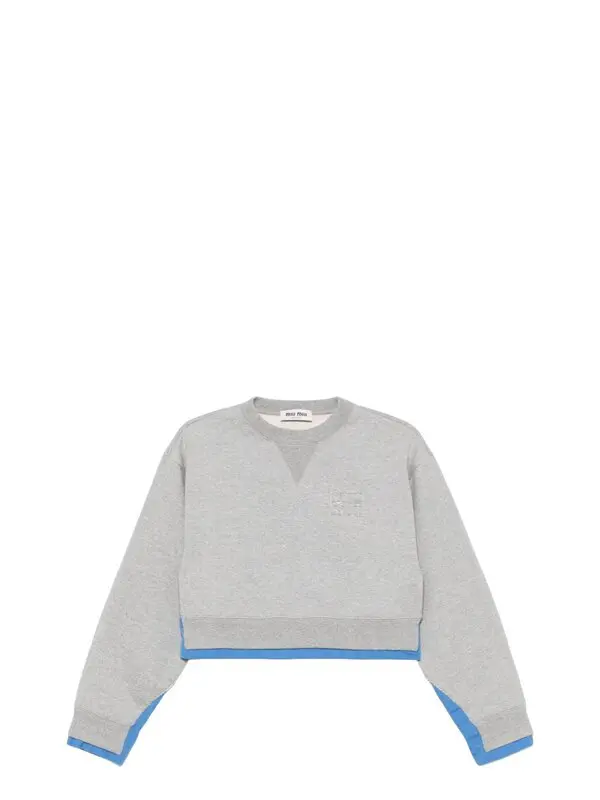 Miu Miu Cropped Logo Patch Sweatshirt - Grey
