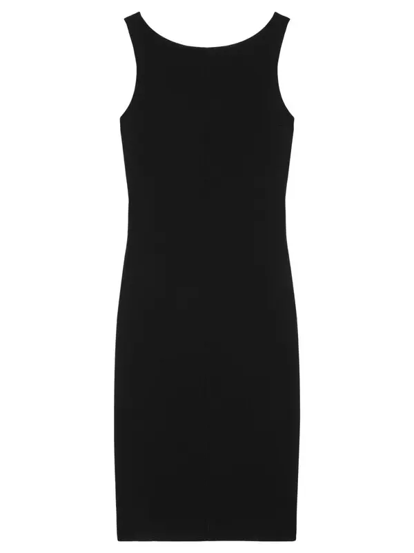 Celine Gauffered Double Wool Pencil Dress - Black