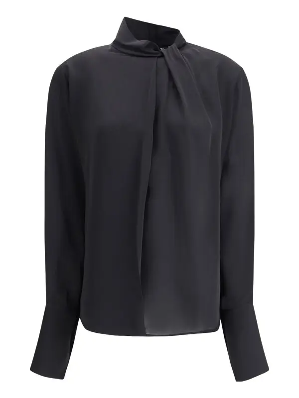 TOM FORD Long Sleeve Satin Blouse - Black