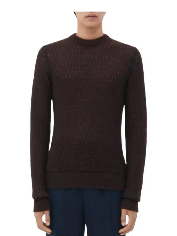Bottega Veneta Wool Mohair Lace Effect Pullover - Brown