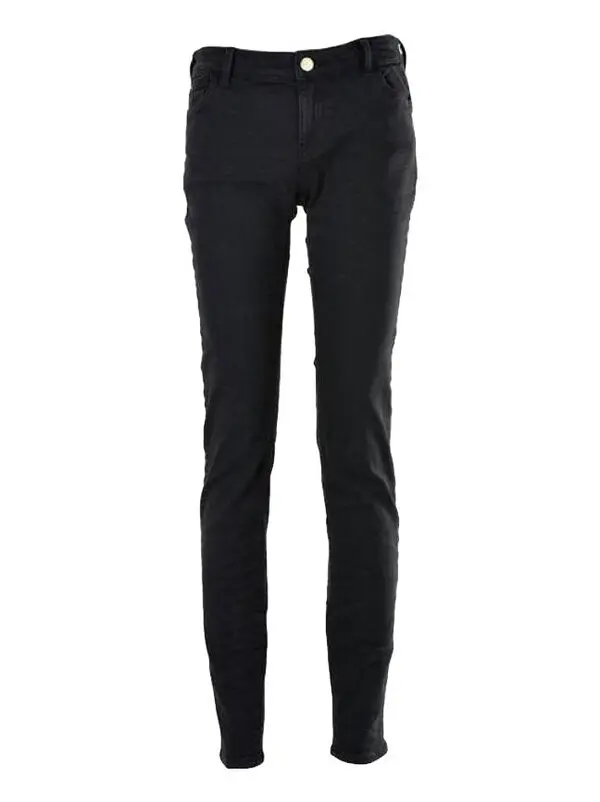Emporio Armani Middle Waist Jeans With Front Buttons And Side Pockets - Black