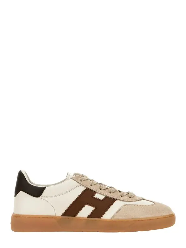 Hogan Sneakers With Leather And Suede Construction - Ivory Beige Brown