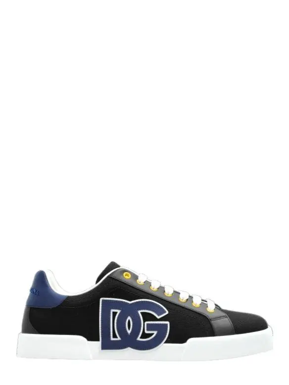 Dolce & Gabbana Portofino Low-top Sneakers With Dg Logo - Black