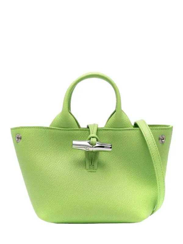 Longchamp Le Roseau Essential Leather Bucket Bag - Green Light/strawberry