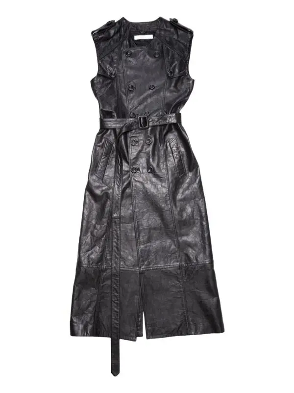Acne Studios Sleeveless Double-breasted Leather Coat - Black