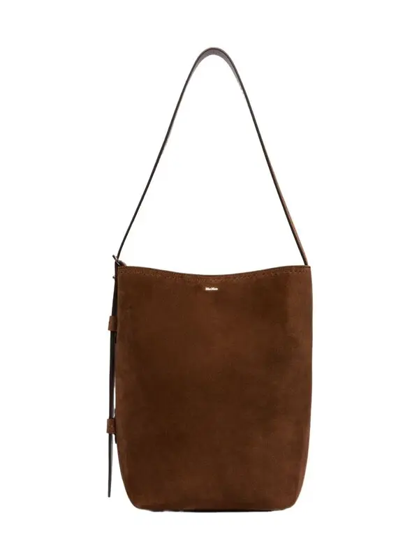 Max Mara Logo Printed Shoulder Bag - Dark Brown