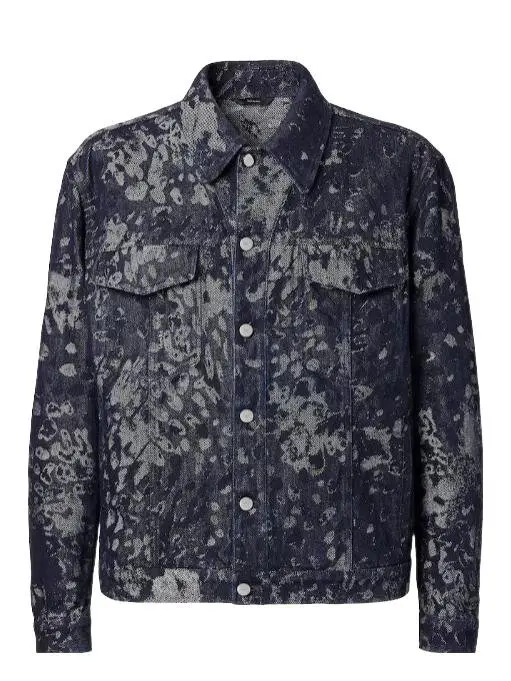 Fendi Falena Drops Jacquard Denim Oversize Jacket - Blue
