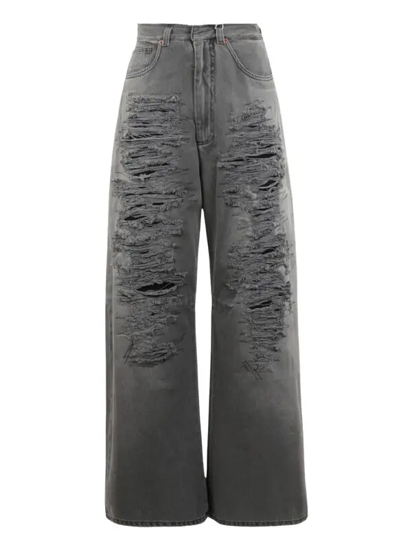MAISON MARGIELA Wide Leg Distressed Jeans - Black