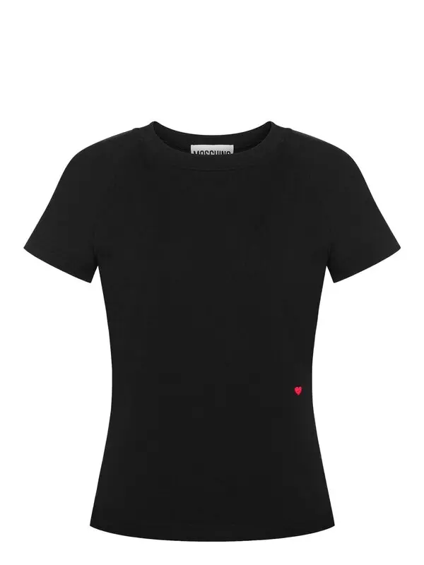 Moschino Heart-embroidered Crewneck T-shirt - Black