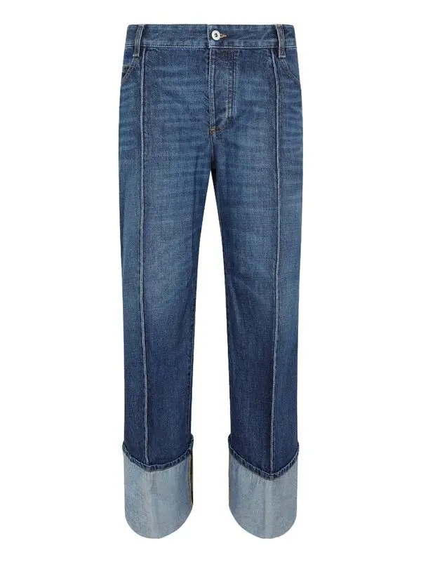 Bottega Veneta Regular Fit Cropped Jeans - Blue
