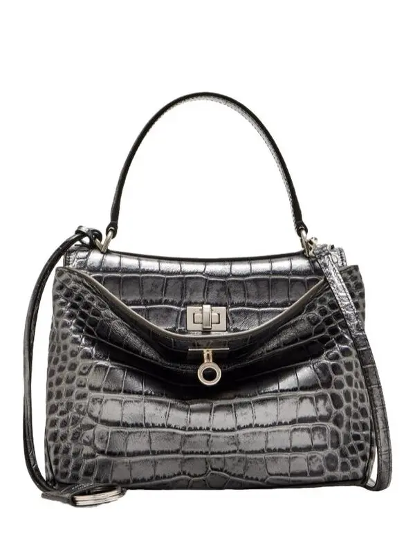 Balenciaga Rodeo Embossed Metallized Handbag - Black