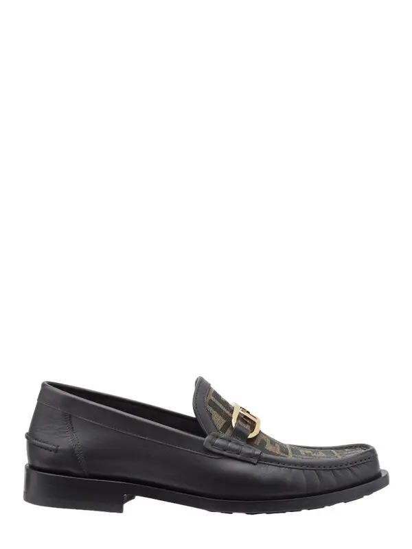 Fendi Ff Logo Pattern Slip-on Loafers - Black