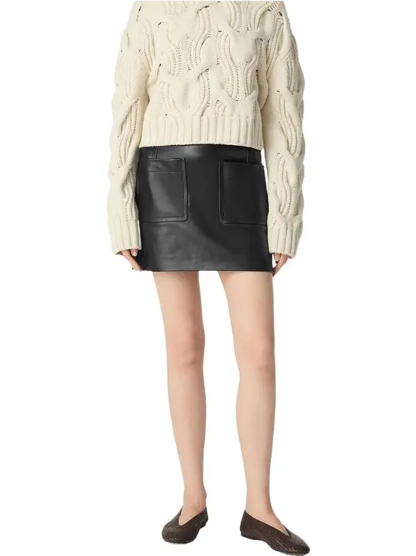 Bottega Veneta Nappa Lambskin Mini Skirt - Black