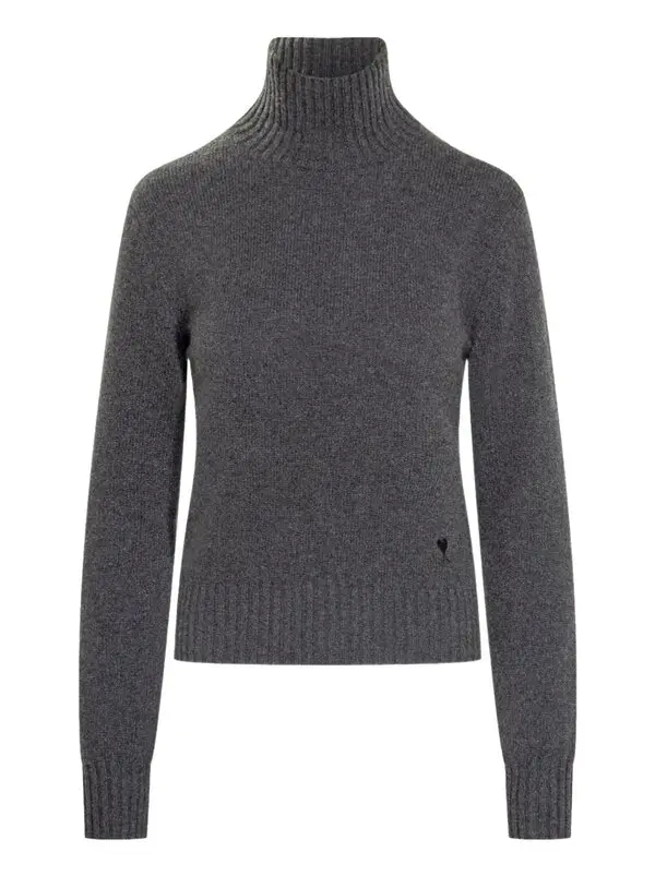 Ami Long-sleeved High-neck Sweater - Black