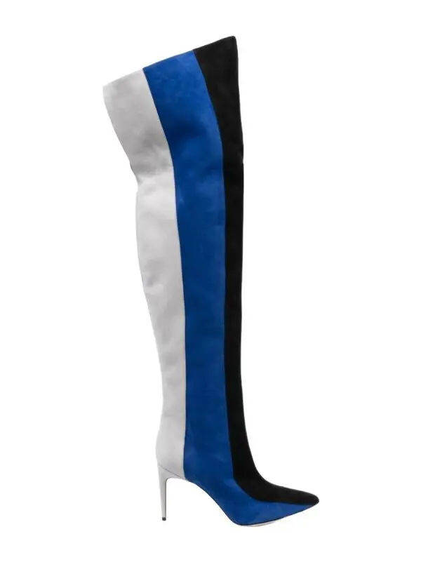 Manolo Blahnik Over The Knee Pointed Toe Boots - Blue