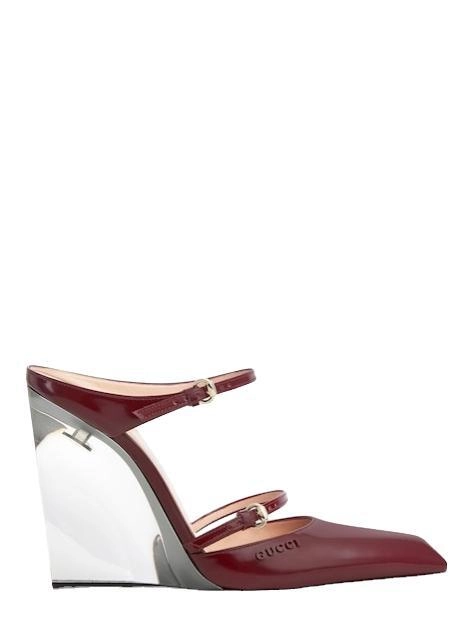 Gucci Wedge Mules With Adjustable Strap - Red