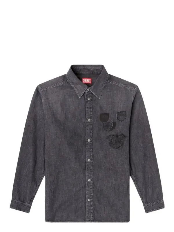 DIESEL® D-simply-s15 Appliqué Denim Shirt - Grey
