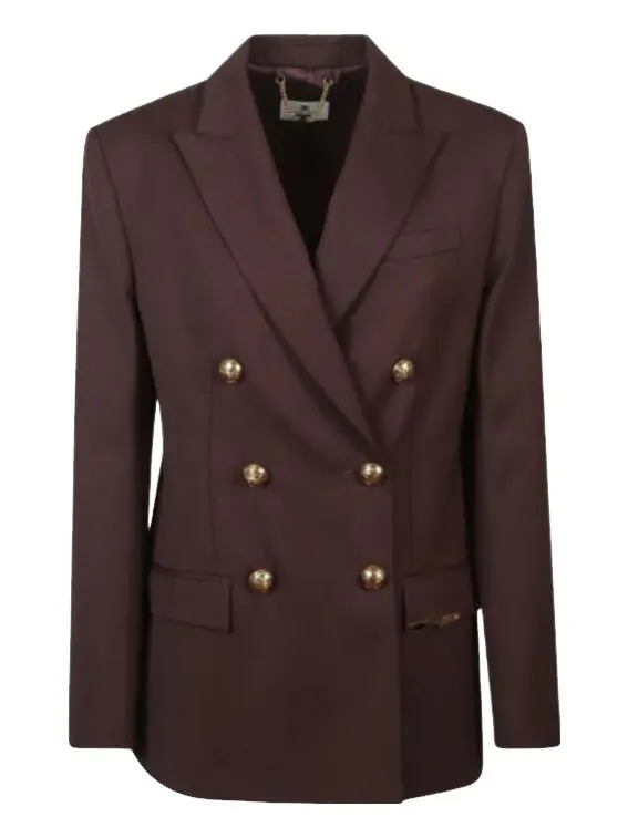 Elisabetta Franchi Double-breasted Peak Lapel Jacket - Black