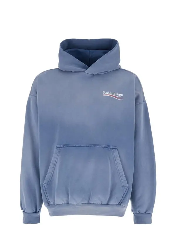 Balenciaga Printed Logo Hoodie - Blue