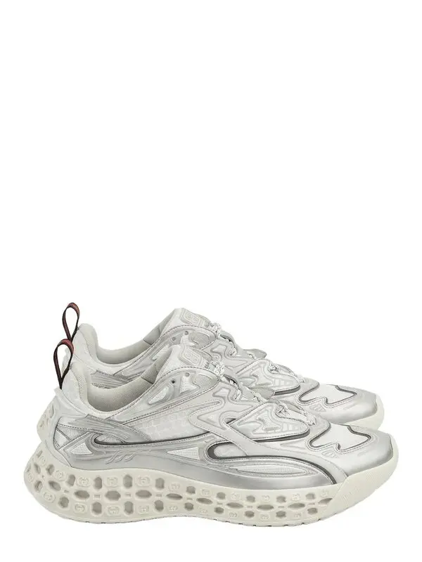 Gucci Bi-material Sole Trainers With 3d Effect Interlocking G - Gray/white