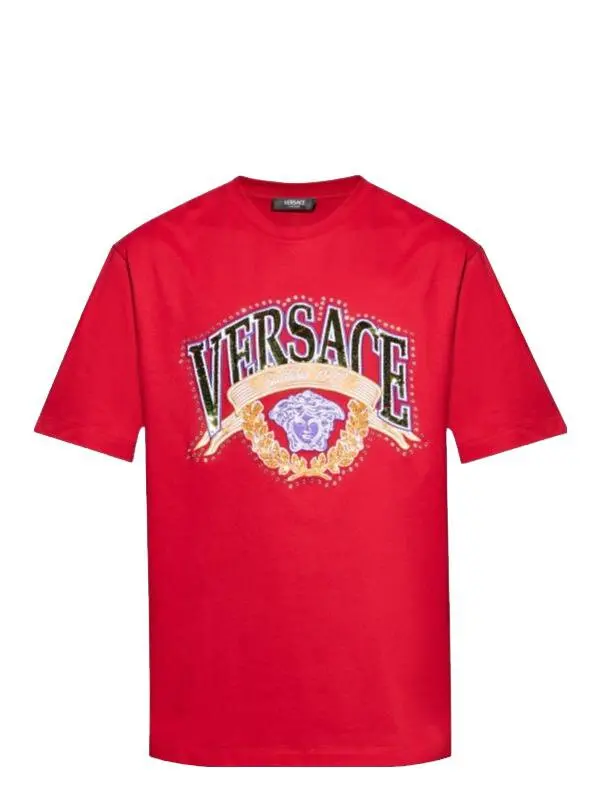 Versace Sequin-embellished Crew-neck T-shirt - Red