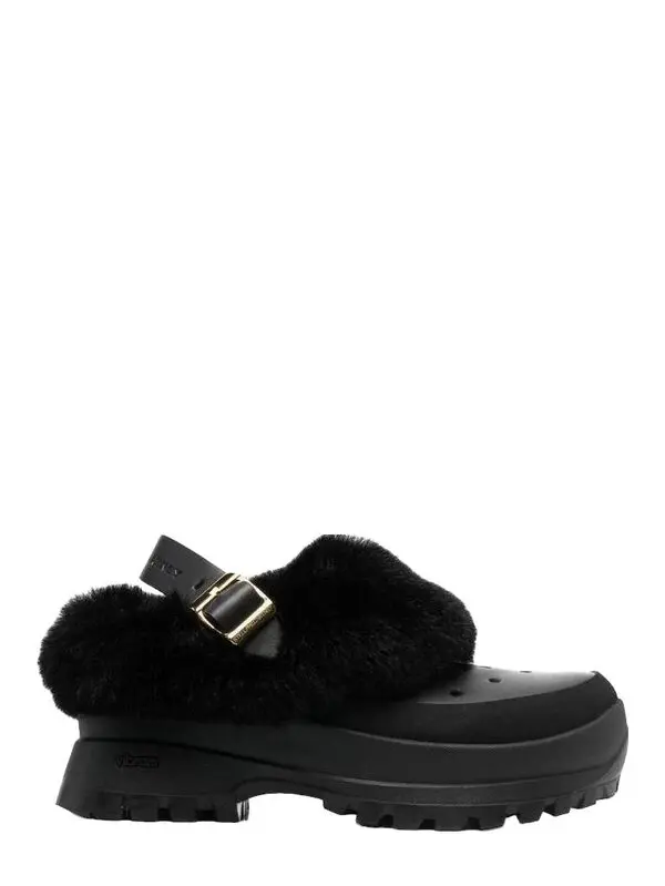 Stella McCartney Trace Faux Fur Trimmed Clogs - Black