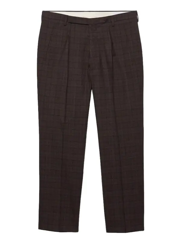 Prada Pleated Checked Trousers - Tundra Color
