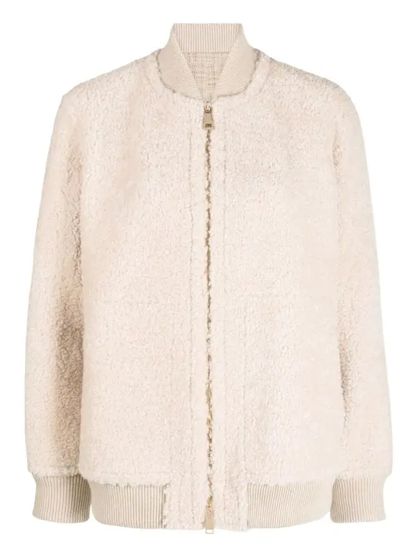 MANZONI 24 Shearling Zip-up Jacket - White
