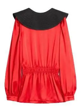 Valentino Garavani Double Satin Top With Removable Collar - Bright Orange/black