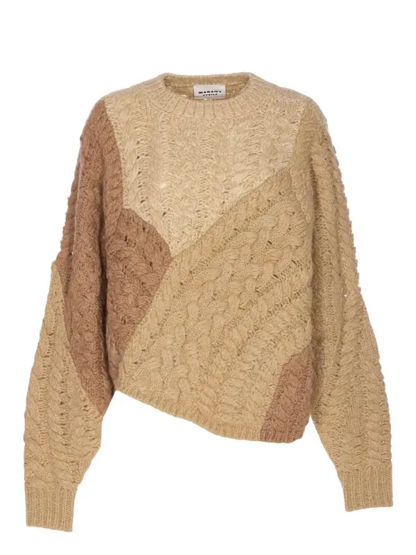 Isabel Marant Étoile Patchwork Cable-knit Jumper - Light Brown