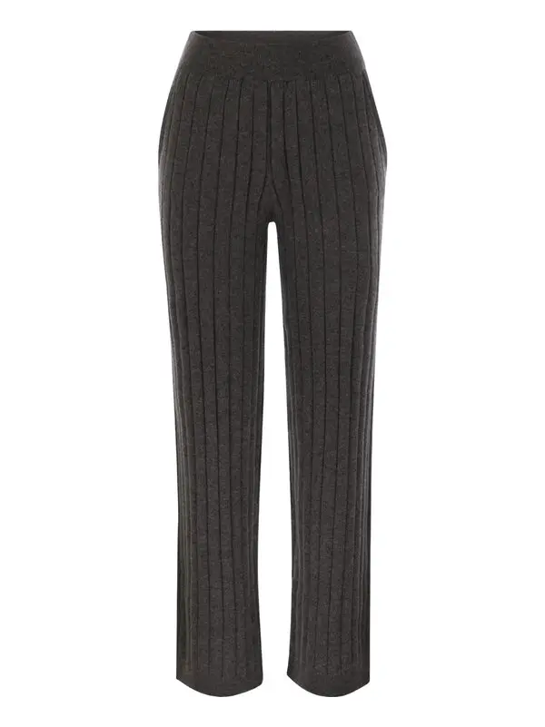 Brunello Cucinelli Ribbed Knit Trousers With Elasticated Waistband - Black