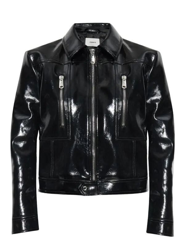 Coperni Zip-up Cropped Jacket With Signature Engraved Zippers - Black