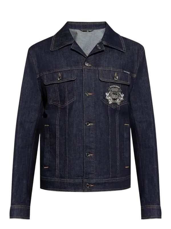Dolce & Gabbana Heraldic Patch Denim Jacket - Black