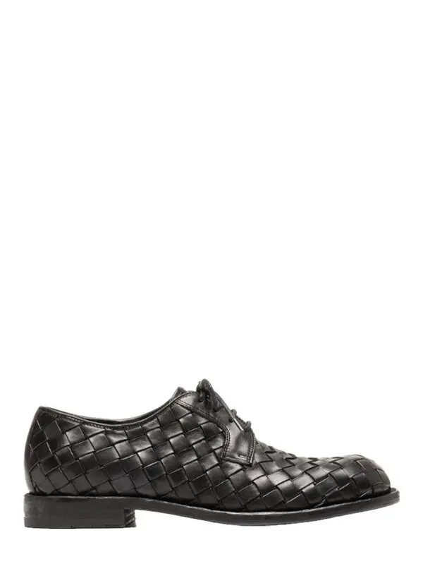 Officine Creative Leather Derby With Braided Detailing - Black