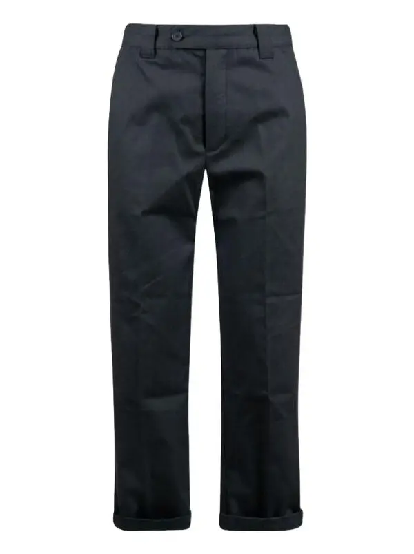 Kenzo Straight-leg Cropped Pants With Logo Embroidery - Black