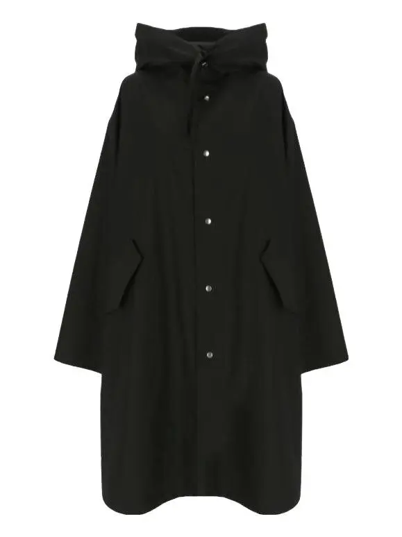 JIL SANDER Logo Detail Drawstring Coat - Black